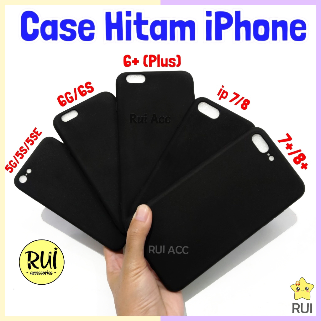 Jual Softcase Hitam Polos iPhone 5 6 7 8 6+ 7+ 8+ Plus SE 5G 5S 6G 6S 7G 7S 8G 8S Case Black ...
