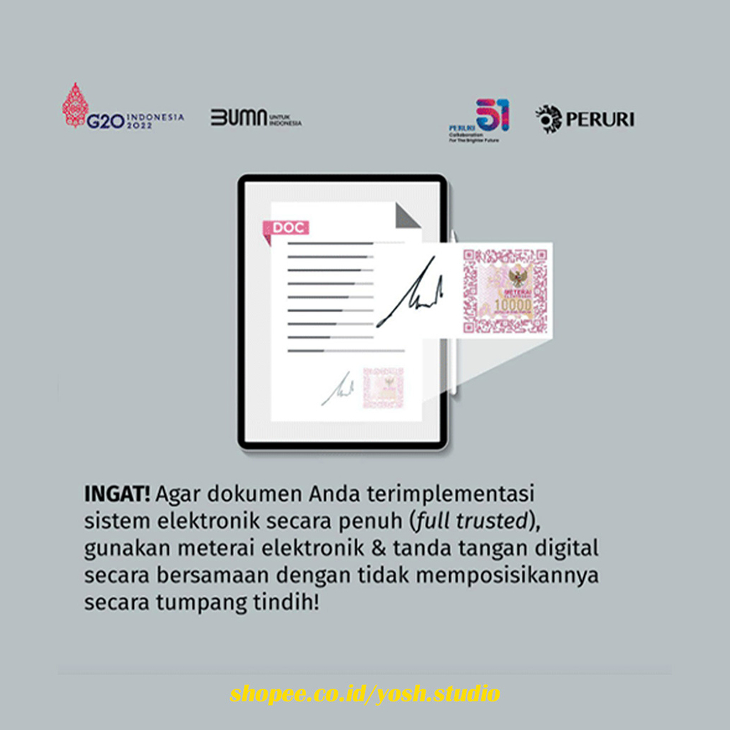 Jual E-Meterai atau Meterai Elektronik Valid dari Peruri dan Tanda ...