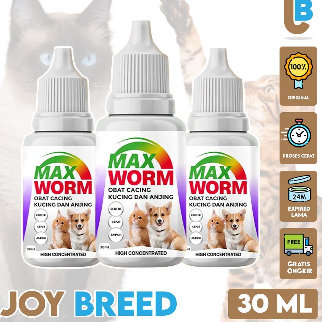 Jual OBAT CACING KUCING TETES MAX WORM 30 ML CAIRAN PEMBASMI CACING ...