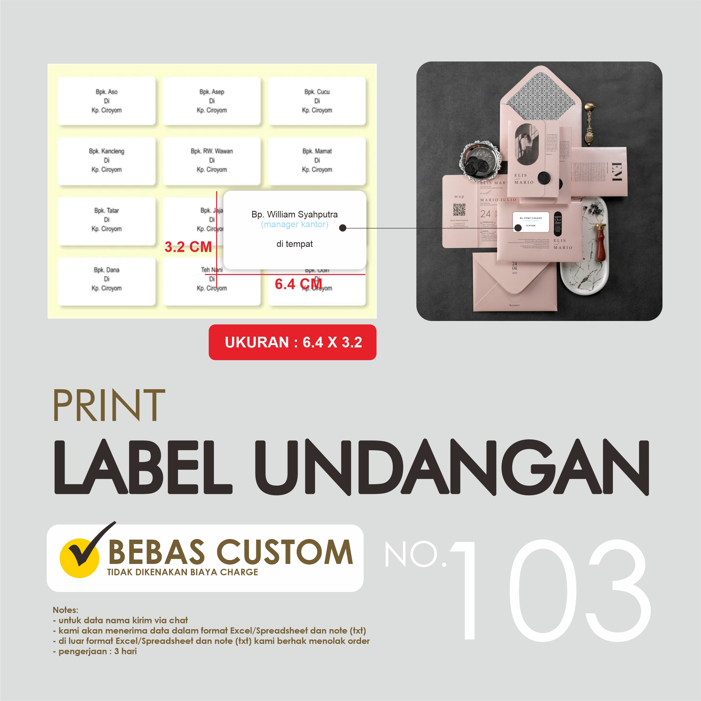 Jual Label undangan pernikahan | No.103 ( sudah print ) | Shopee Indonesia