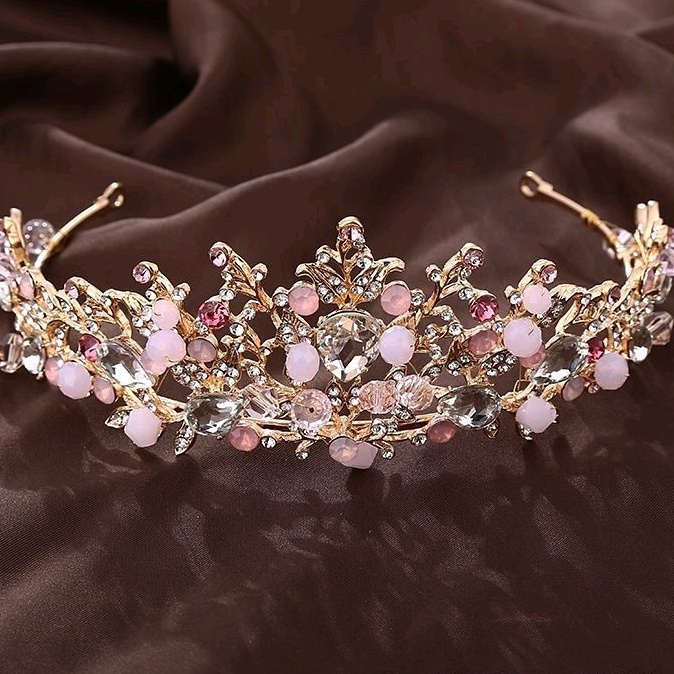 Jual MAH-03 Mahkota pink tiara hiasan rambut kepala pengantin wanita ...