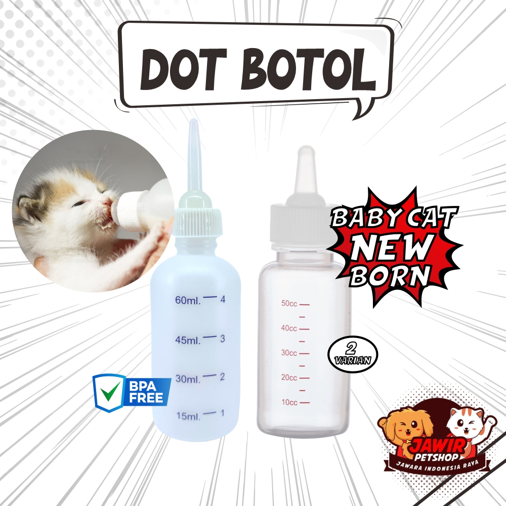 Jual 60ml DOT + BOTOL PUTIH untuk Susu Kucing Anjing Anak Bayi Hewan ...