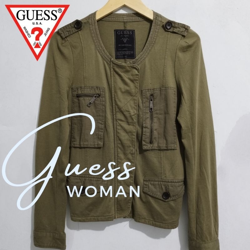 Jual GUESS Sea Green Cotton Jacket Woman Original ( PRELOVED ) | Shopee ...