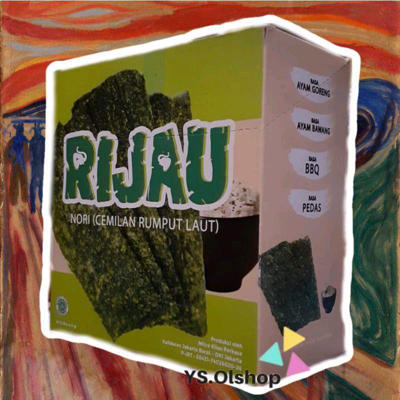 Jual NORI RIJAU Rumput Laut Ayam bawang/Pedas/BBQ/Ayam Goreng 3 gr x 12 ...