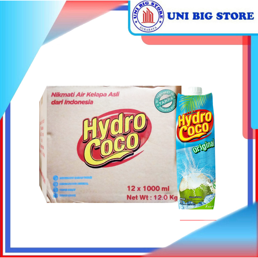 Jual Hydro Coco Air Kelapa 1 L 1000 ml x 12 pcs DUS Hydrococo Coconut ...
