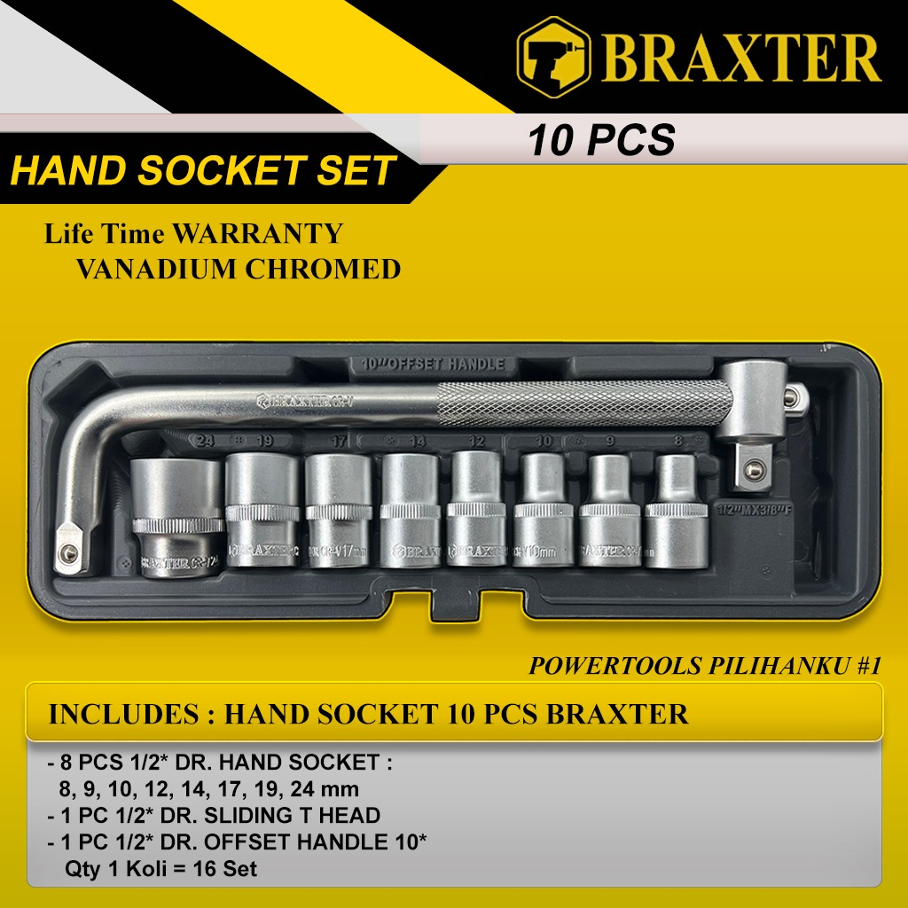 Jual HAND SOCKET SET 10 PCS & 24 PCS BRAXTER | Shopee Indonesia