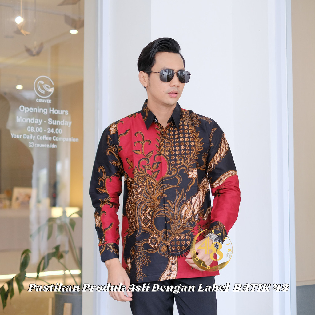 Jual Baju Batik Pria Lengan Panjang Bahan Katun Premium Reguler Fit ...
