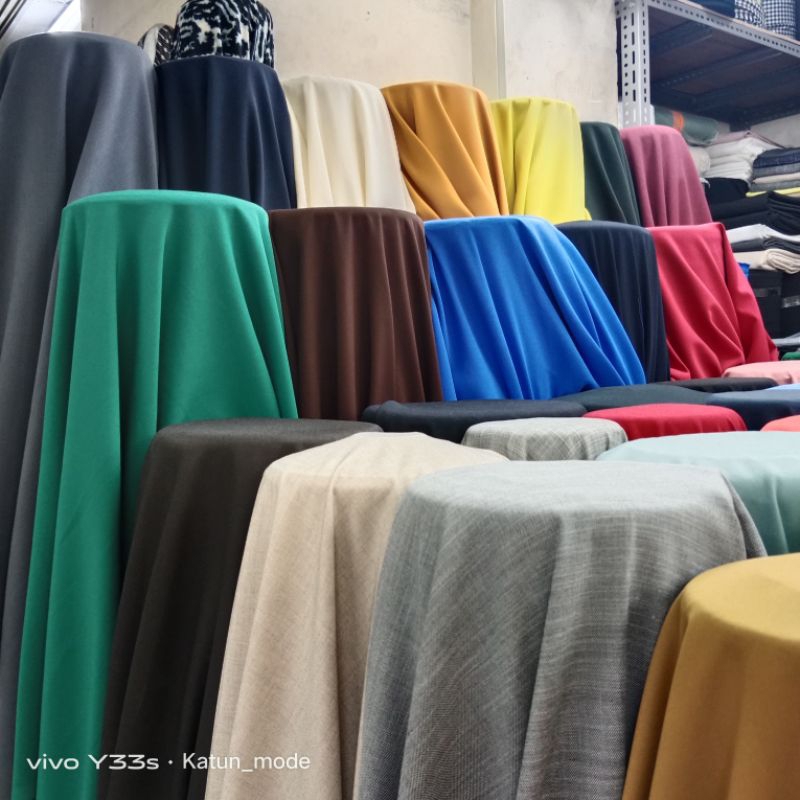Jual bahan kain semi wol polosan bahan garmen/impor harga 1 meter ...