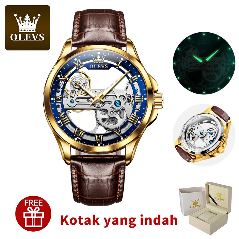 Jual OLEVS Jam Tangan Automatic Pria Original Anti Air Kulit Tahan ...