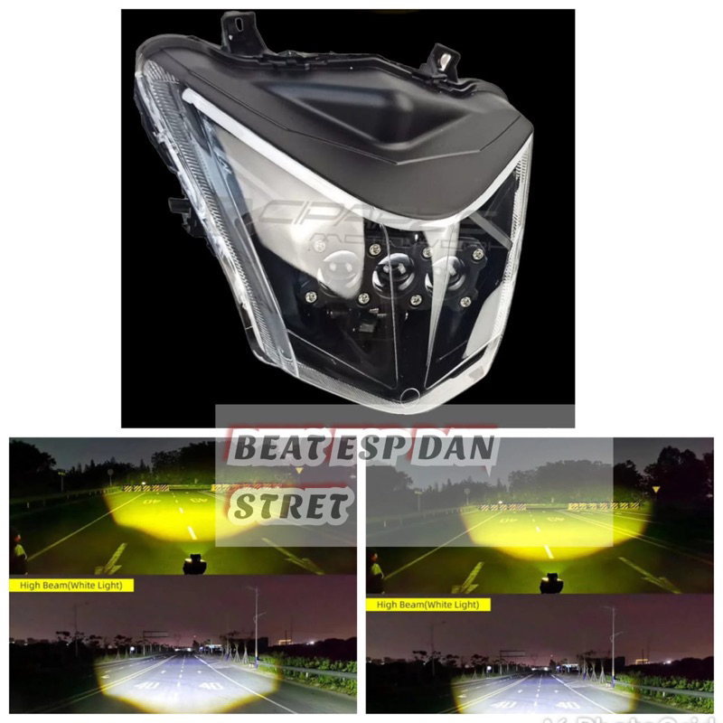 Jual lampu depan beat esp 2017-2019 modif laser 2warna | Shopee Indonesia