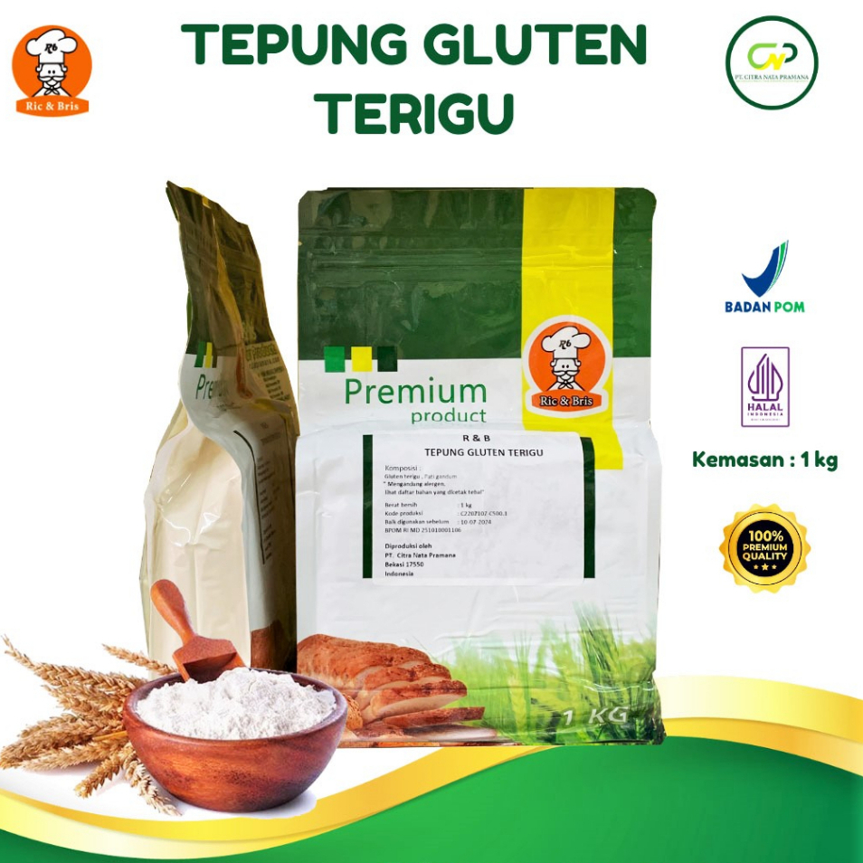 Jual R&B Organic Vital Wheat Gluten 1kg / Protein Tepung Gluten Organik ...