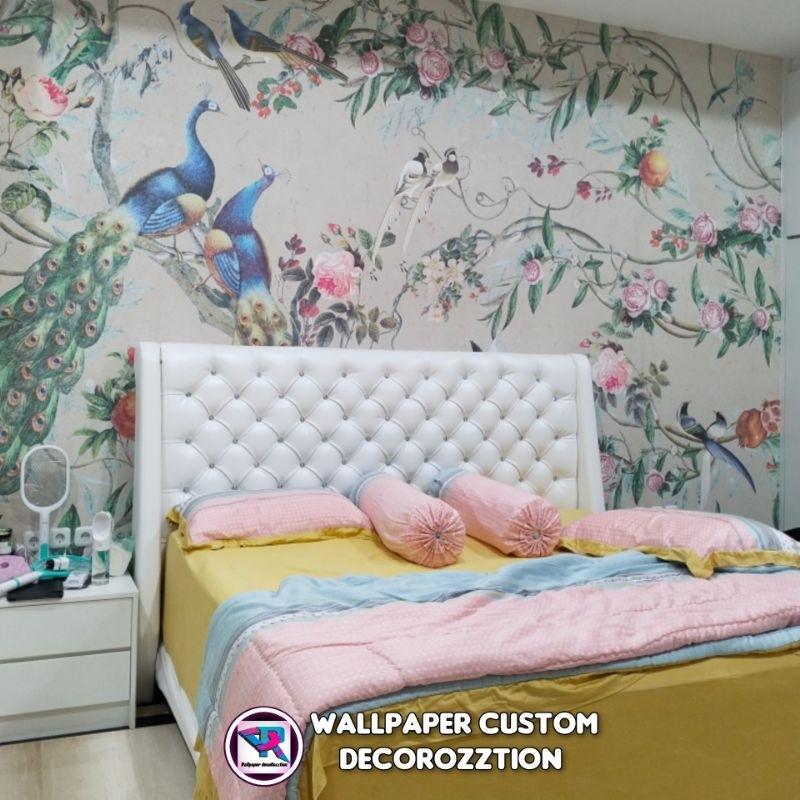 Jual wallpaper burung merak 3D - wallpaper dinding murah - wall 3D ...