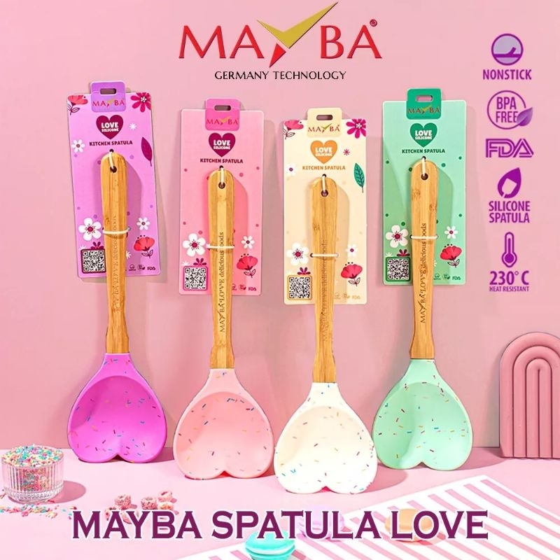 Jual SUTIL DAPUR MAYBA SPATULA LOVE SILICON/SUTIL MASAK/SUTIL KAYU ...