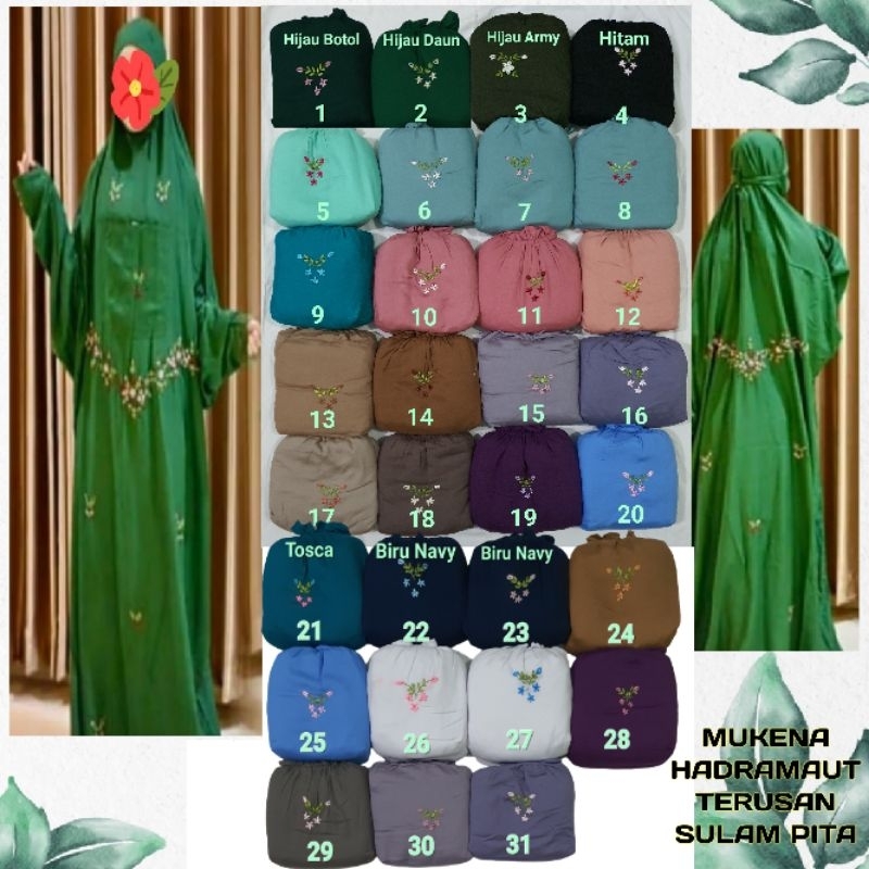 Jual Mukena hadramaut terusan rukuh yaman jumbo sulam pita bunga depan ...