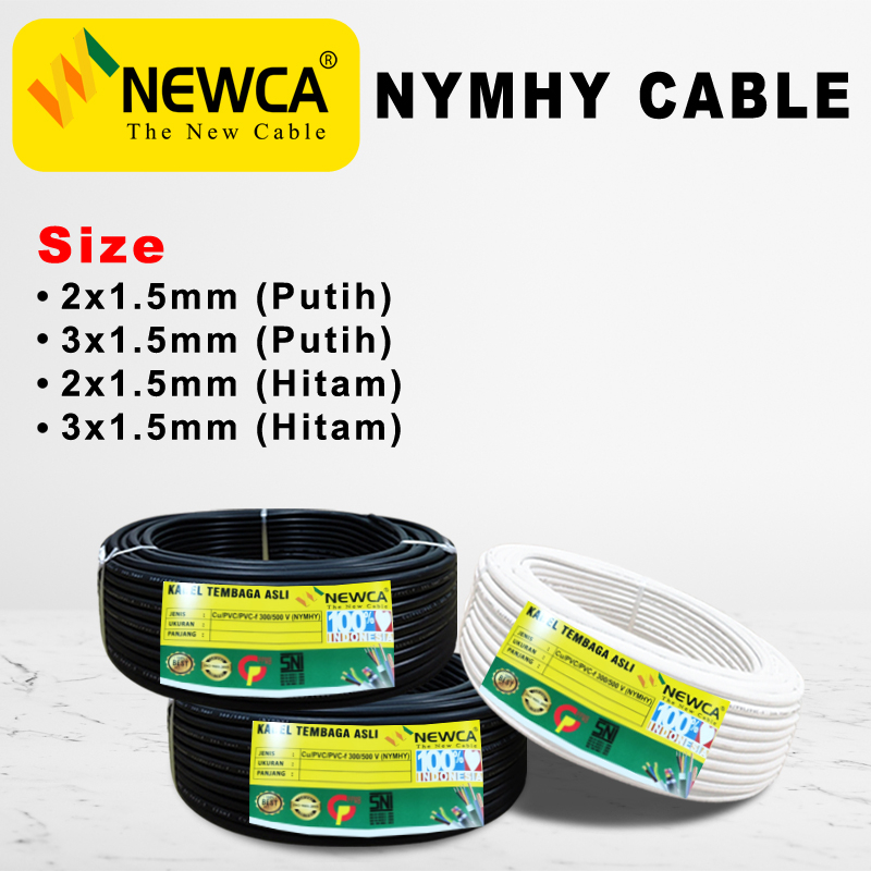 Jual Kabel Listrik NYMHY / Kabel Newca 2x1.5mm 3x1.5mm Tembaga Asli | Shopee Indonesia