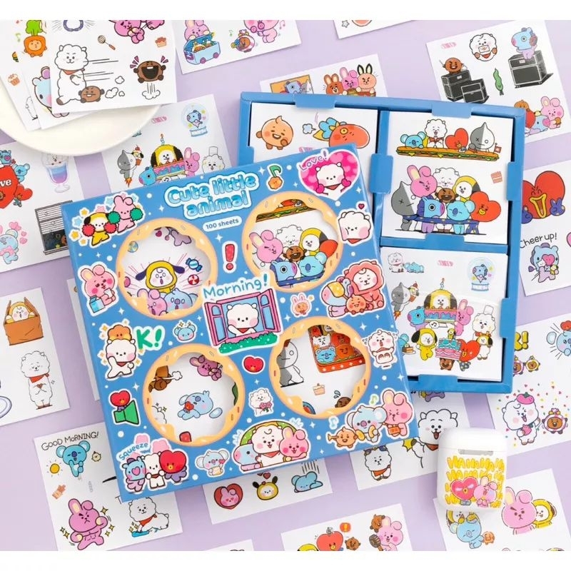 Jual STIKER 100LEMBAR BT21 STIKER BTS 1BOX 100LEMBAR STIKER MOMO STIKER VIRAL STIKER BTS ...