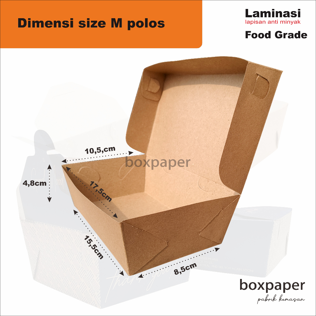 Jual Paper Lunch Box ( size M isi 100pcs ) Kraft Laminasi Kotak Makan ...