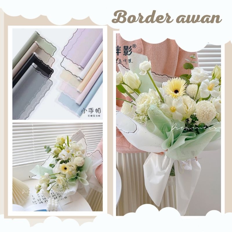 Jual KERTAS BUKET CELLOPHANE FLOWER BORDER RENDA AWAN | Shopee Indonesia