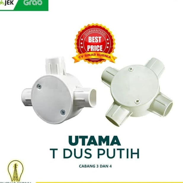 Jual Rumah Sambungan Kabel T-Dus Warna Putih Cabang 4 dan 3 Utama T dus ...