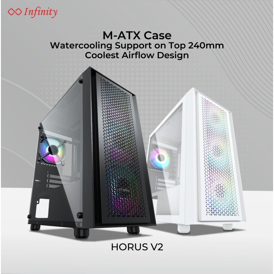 Jual CASING PC INFINITY HORUS V2 M-ATX GAMING CASE + 3 FAN RGB | Shopee ...