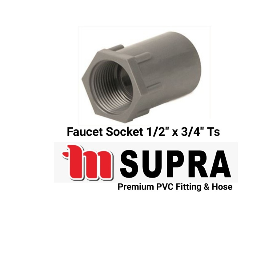 Jual Faucet Socket / Sok Drat Dalam / SDD PVC 1/2" x 3/4" TS | Shopee ...
