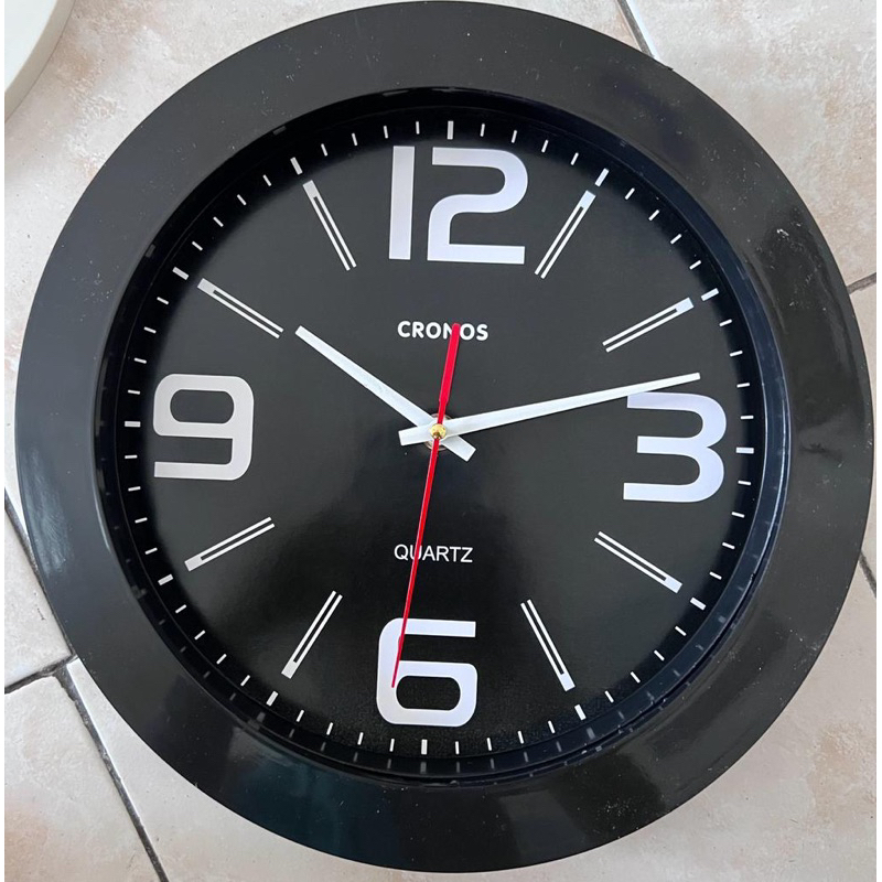 Jual jam dinding polos hitam H1 sweep dan step move | Shopee Indonesia