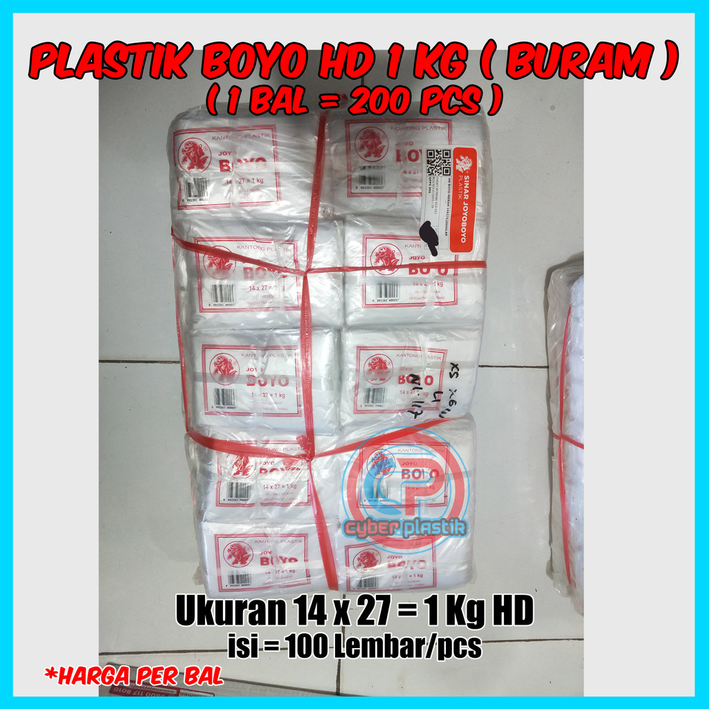 Jual Plastik Boyo HD 1 kg Buram 0,1 (TIPIS) ukuran 14 x 27 = 1 BAL ...