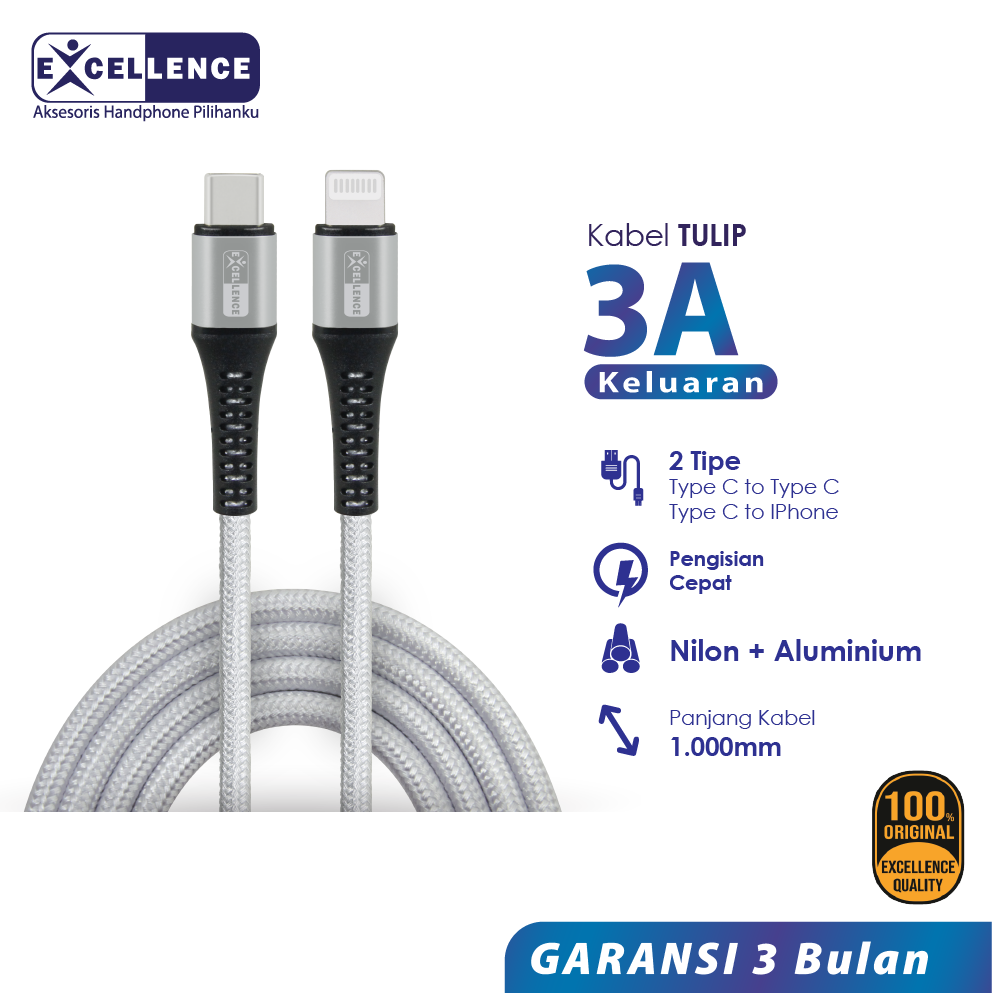 Jual EXCELLENCE Kabel Data Tulip 1M 36W Type-C to Type-C | Shopee Indonesia