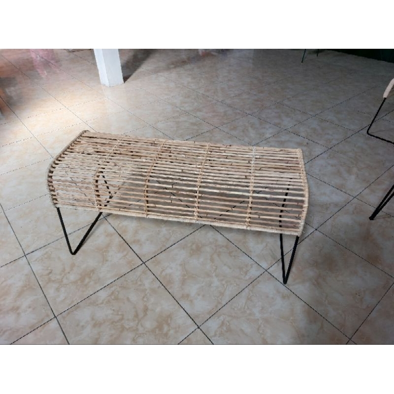Jual bench rotan kaki besi panjang 100cm | Shopee Indonesia