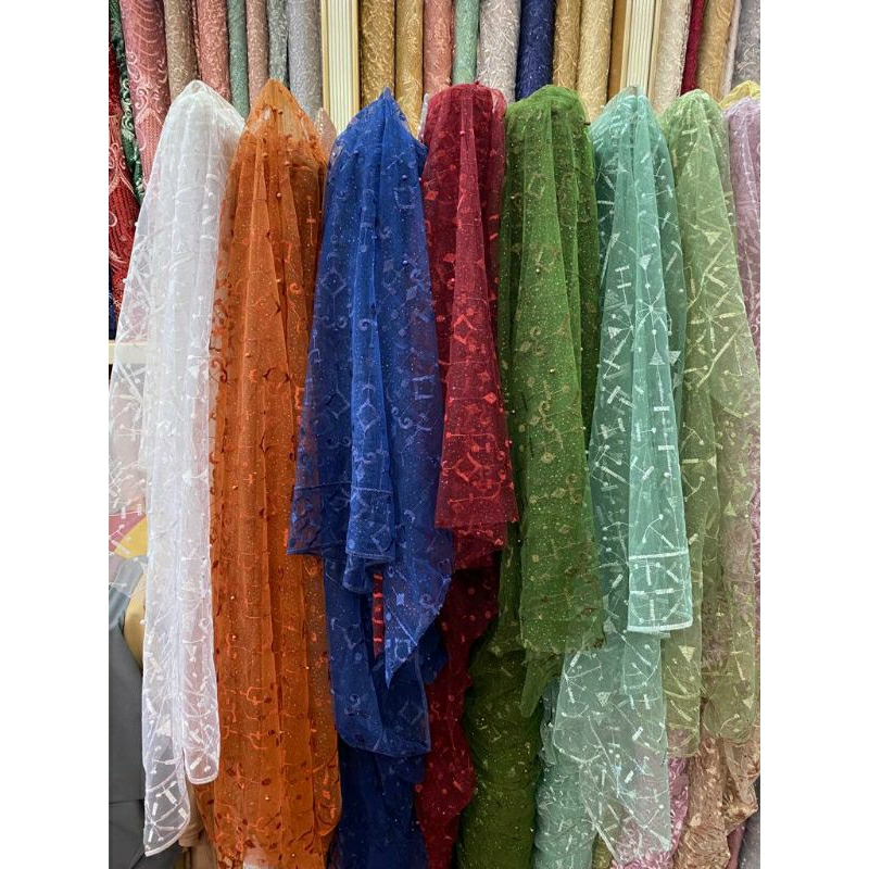 Jual Kain Tile/Tulle Motif Sapto, tile mutiara, tile polos, tile brokat ...