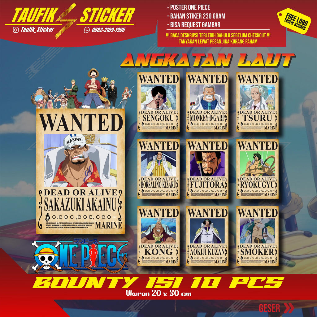 Jual Poster Bounty One Piece | Ukuran A4+ ( 32 x 21 cm ) Lebih Besar ...