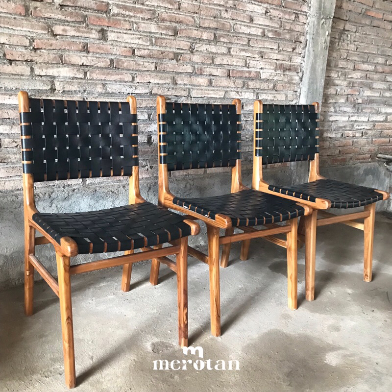 Jual Kursi Makan Jati Anyaman Kulit Asli / Dining Chair | Shopee Indonesia