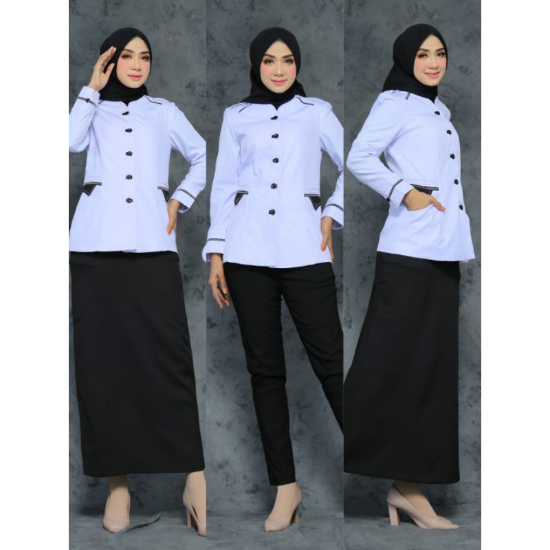 Jual SERAGAM PUTIH HITAM 903 SET ROK A / SET ROK SPAN / SET CELANA ...