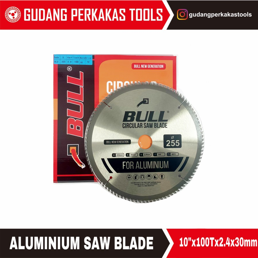 Jual Bull aluminium circular saw blade 10”x100Tx2.4x30mm BLCA10-100 ...