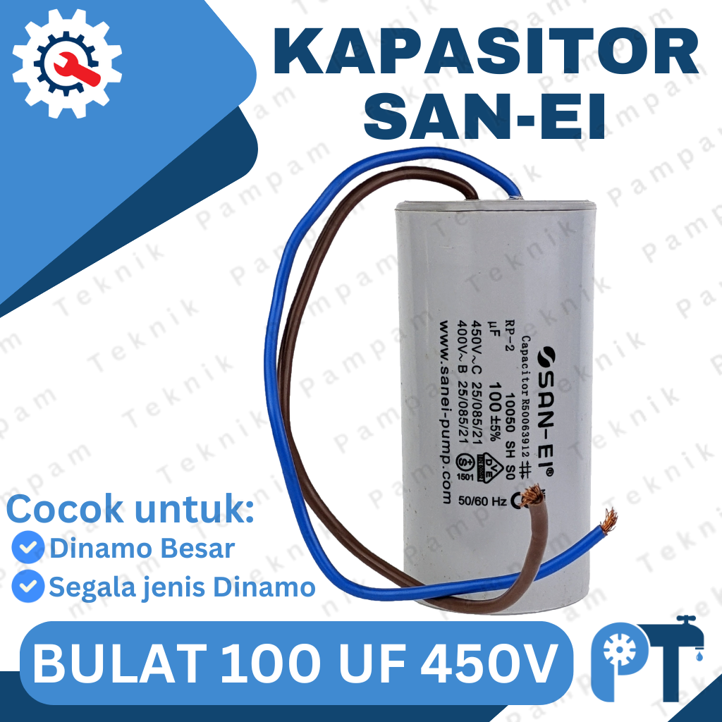 Jual KAPASITOR 100UF 450V SANEI BULAT CAPACITOR SAN-EI 100 UF 450 VOLT ...