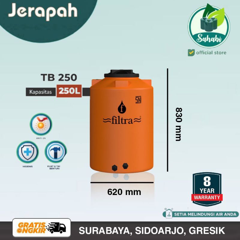Jual Tandon Air/Toren Air/Tangki Air Filtra TBF 250 Liter | Shopee ...