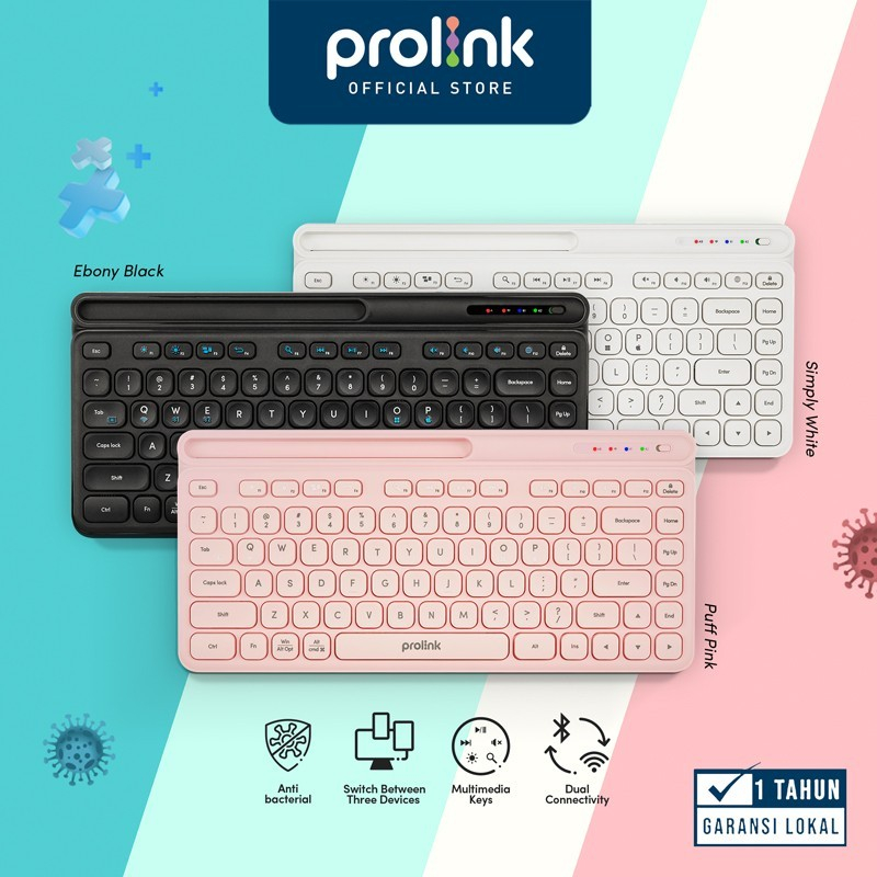 Jual Prolink Keyboard Wireless Bluetooth Multi-device Slim | Anti ...
