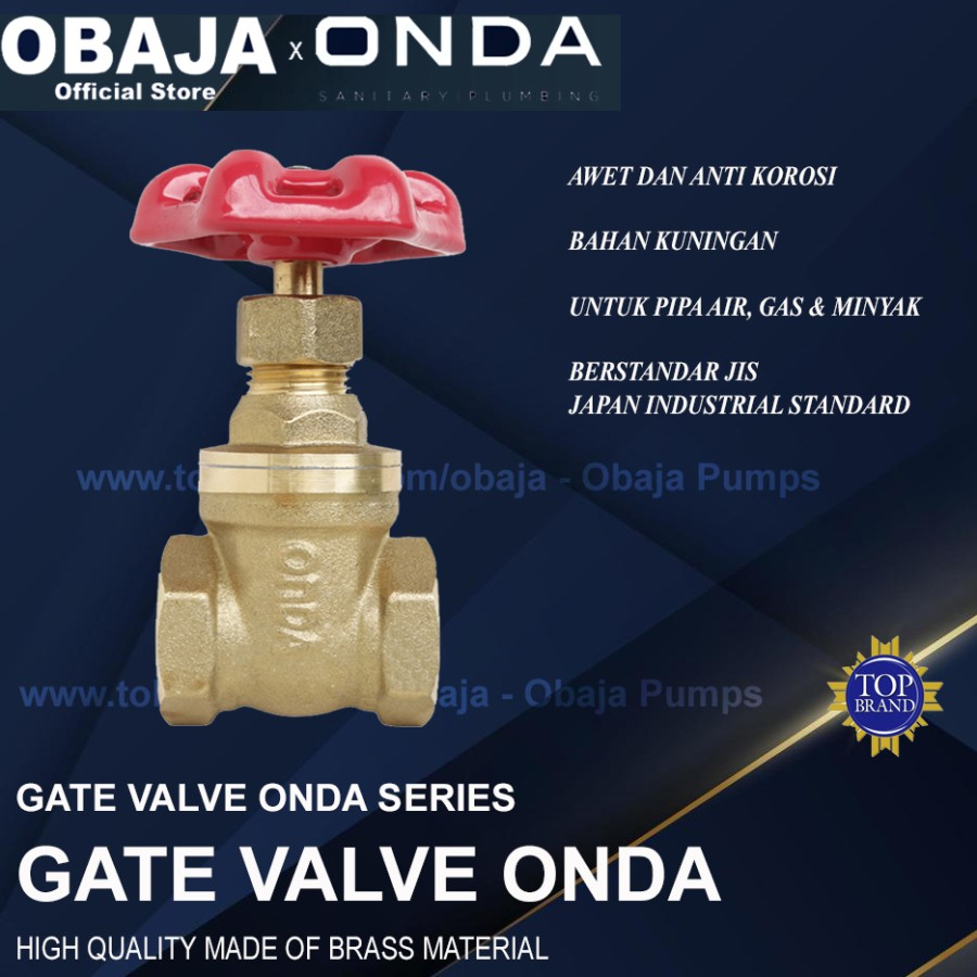 Jual Onda Stop Kran Putar 2" Onda/ Gate Valve 2"/ Gate Valve kuningan Onda | Shopee Indonesia
