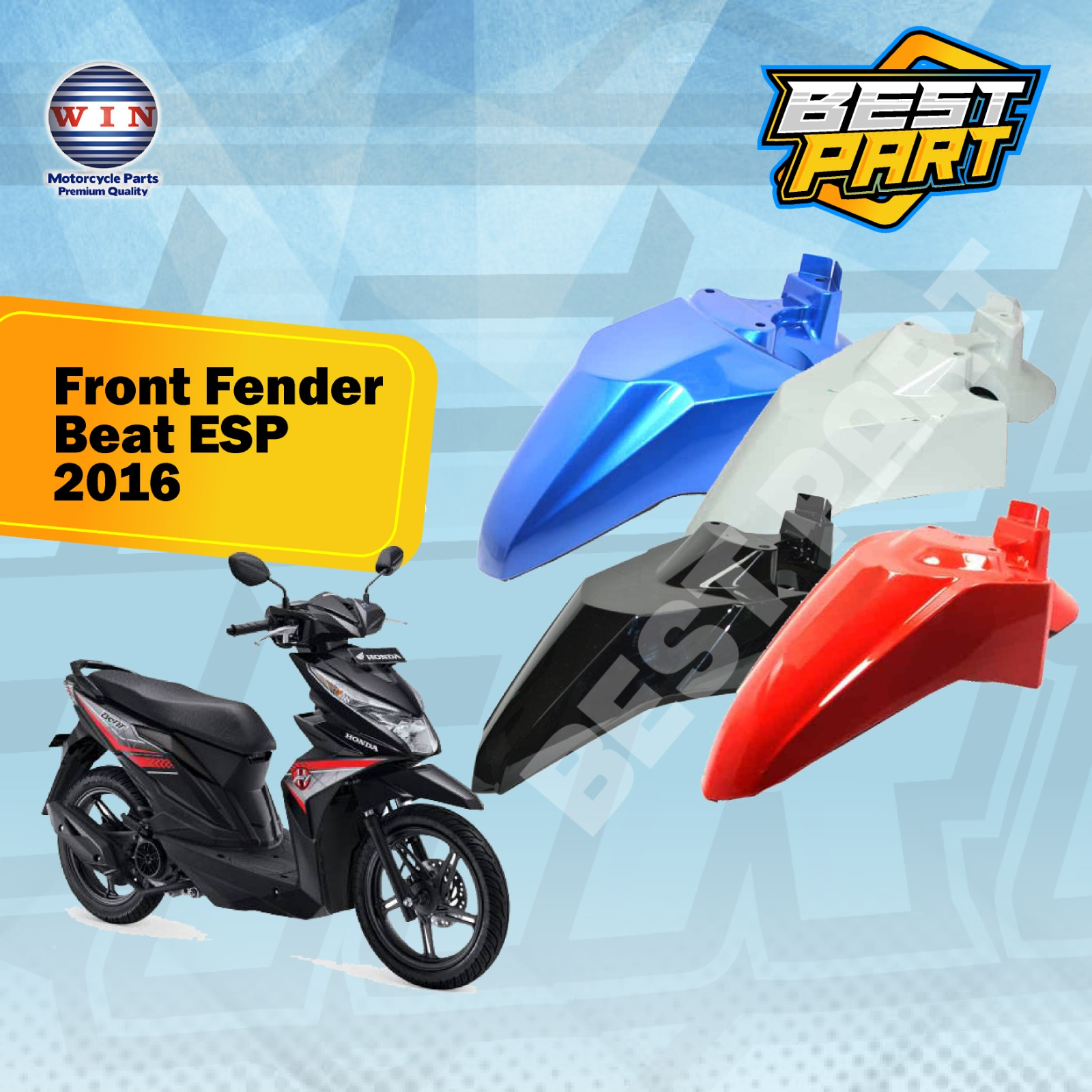 Jual Slebor depan spakboard depan Honda Beat ESP 16 all color variant merk WIN. Front Fender ...
