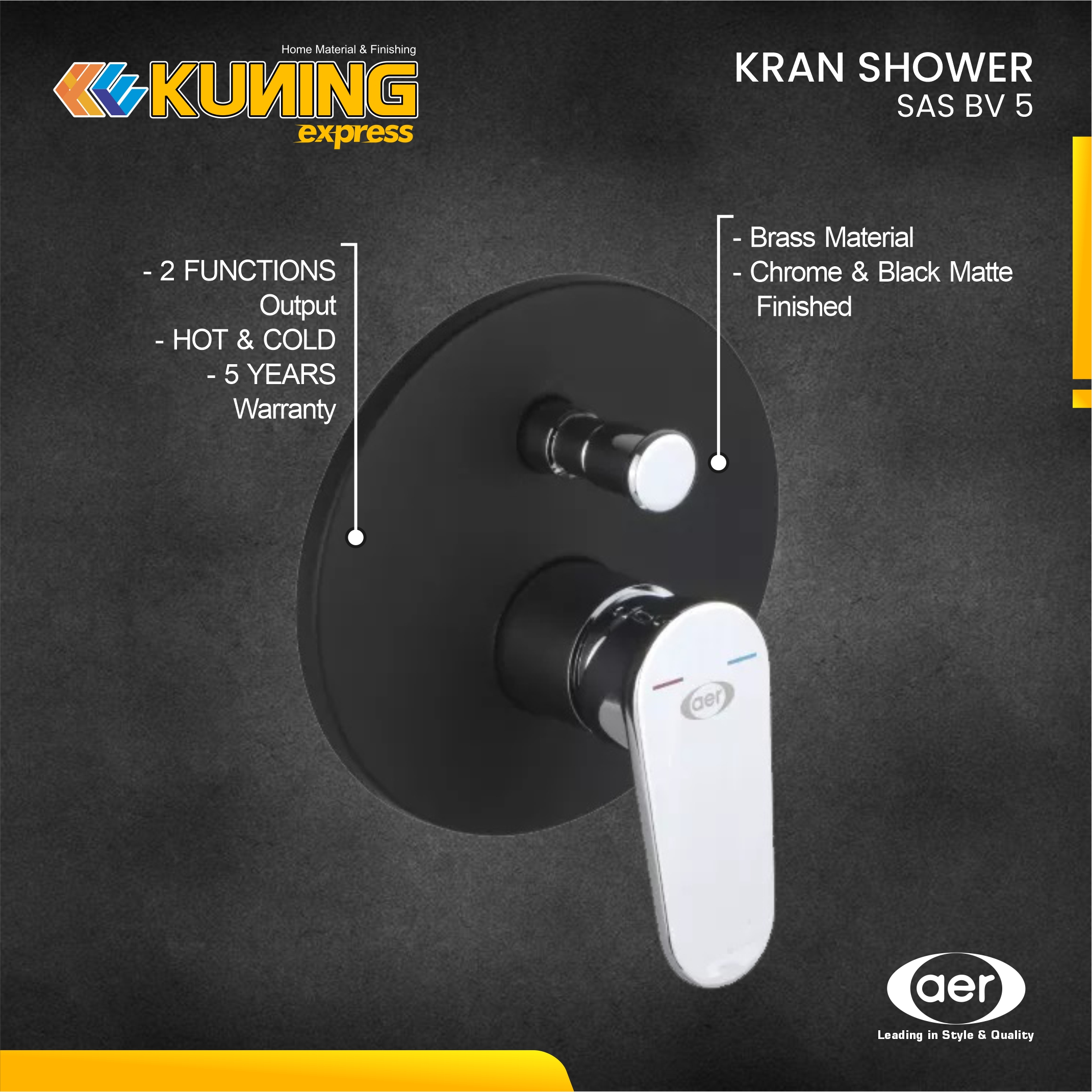 Jual AER Kran Tanam Shower Tembok Panas Dingin 2 Fungsi Keran Air SAS BV5 | Shopee Indonesia