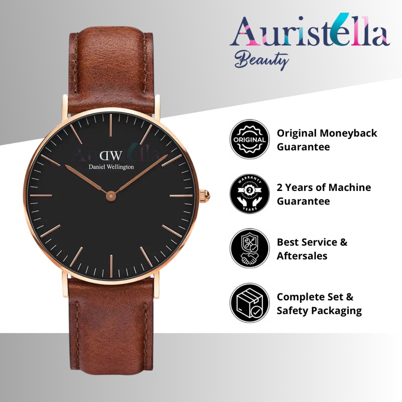 Jual JAM TANGAN DANIEL WELLINGTON CLASSIC ST MAWES BLACK ROSE GOLD 36MM ...