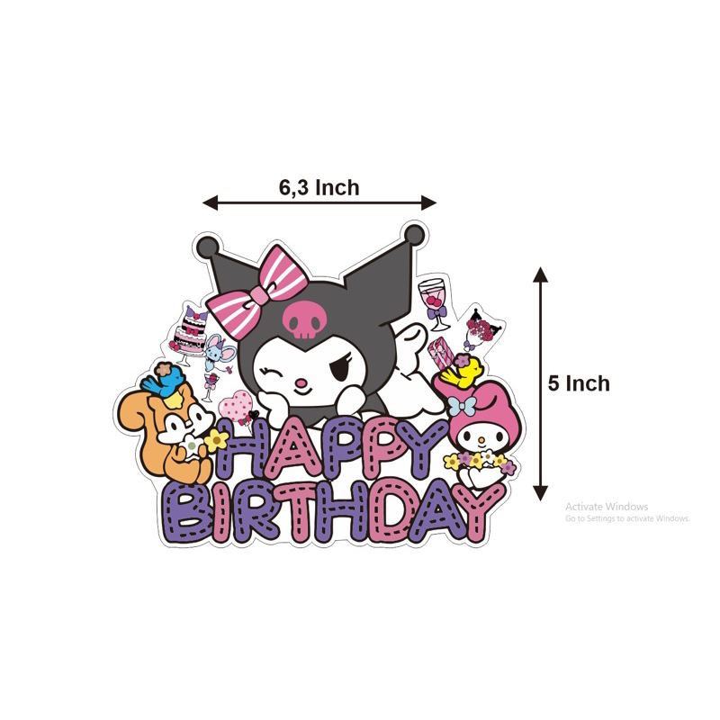 Jual Banner / cake topper Happy Birthday kartu undangan karakter kuromi ...