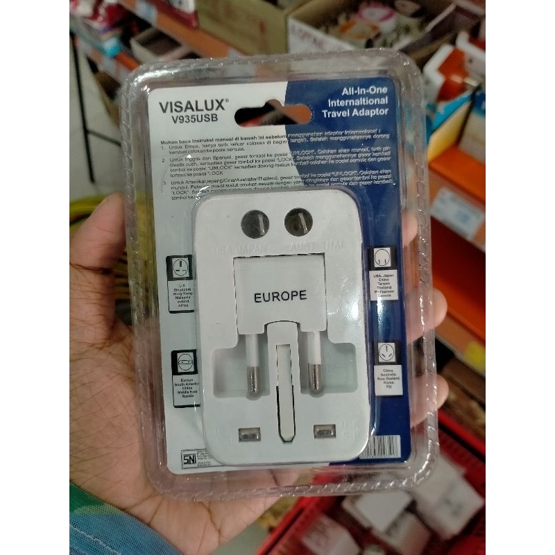 Jual VISALUX STEKER SERBAGUNA/TRAVEL ADAPTOR 2 USB | Shopee Indonesia