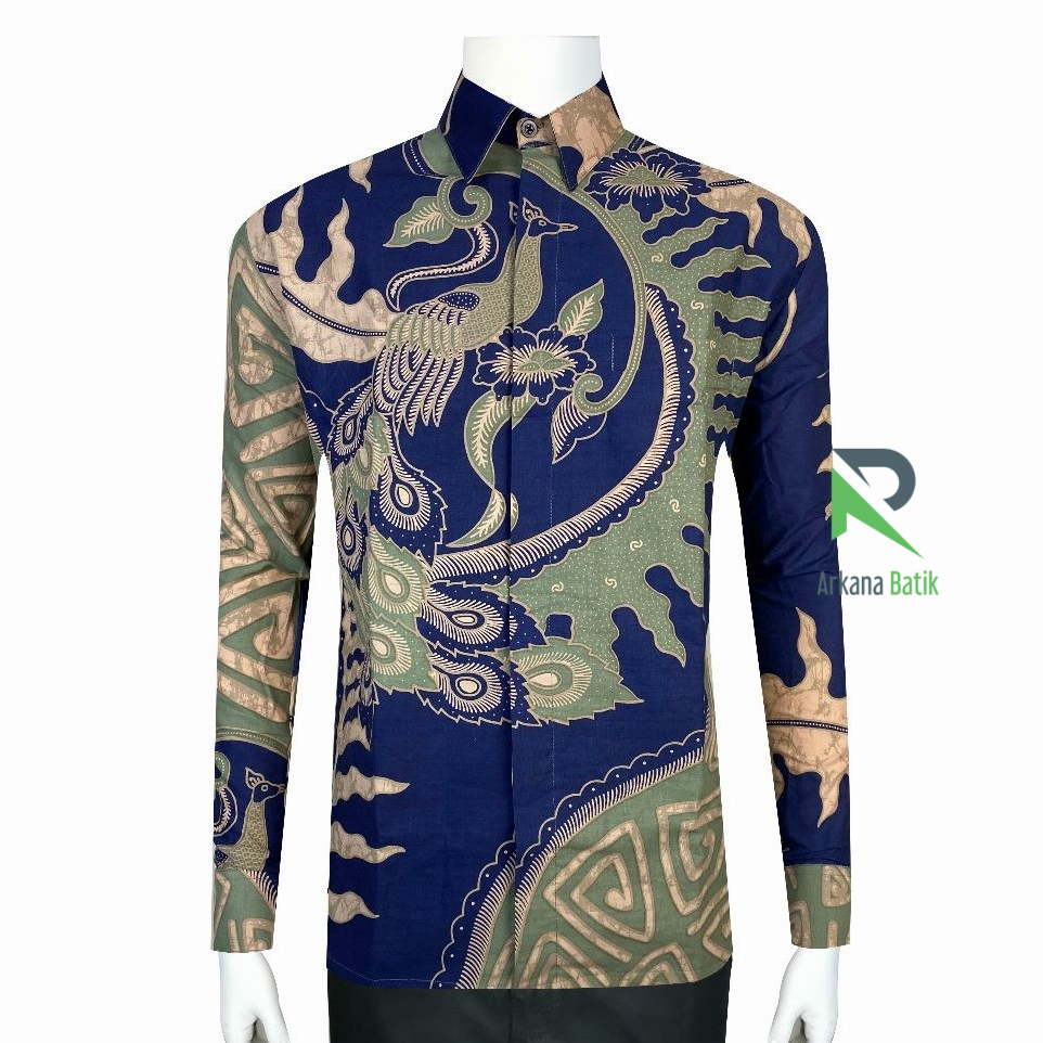 Jual BATIK SLIMFIT Tirto Motif ABHISTA (Merak Biru Dongker) Premium ...