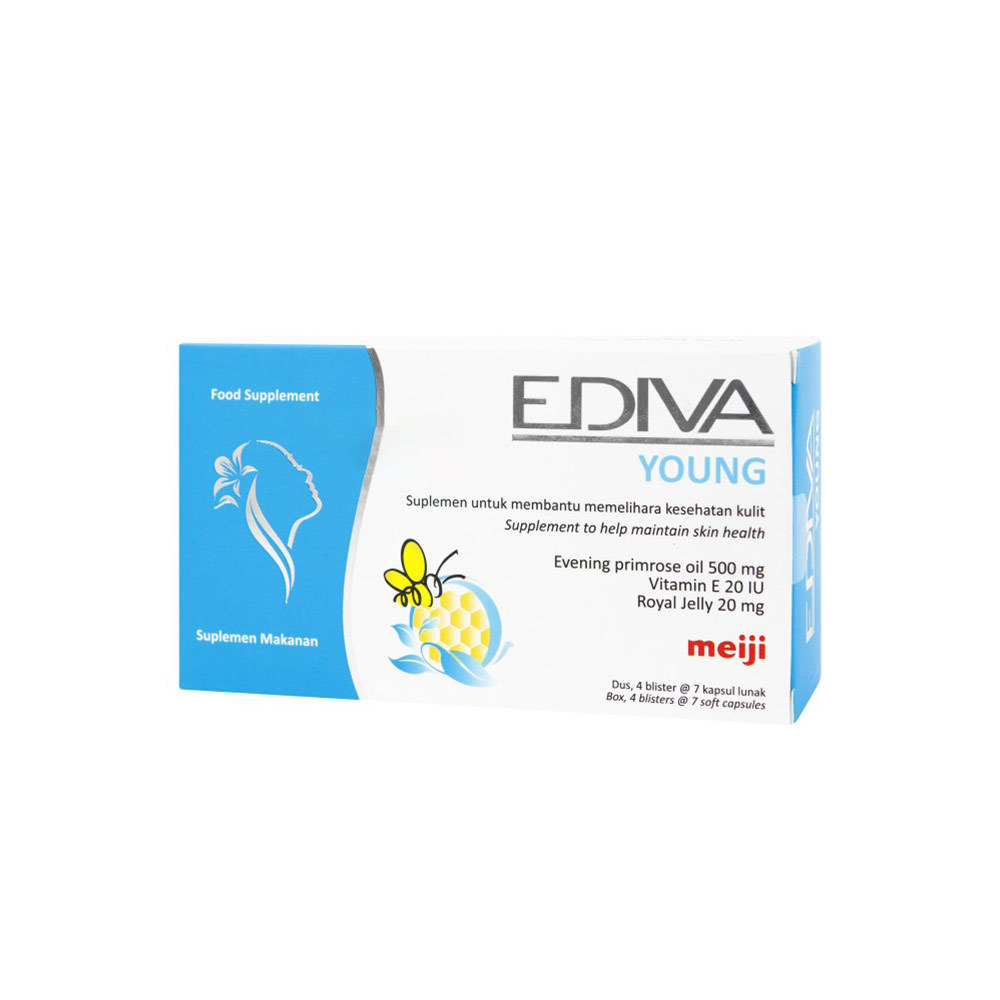 Jual EDIVA YOUNG suplemen kulit 28 kapsul(4blister 7 kapsul lunak ...