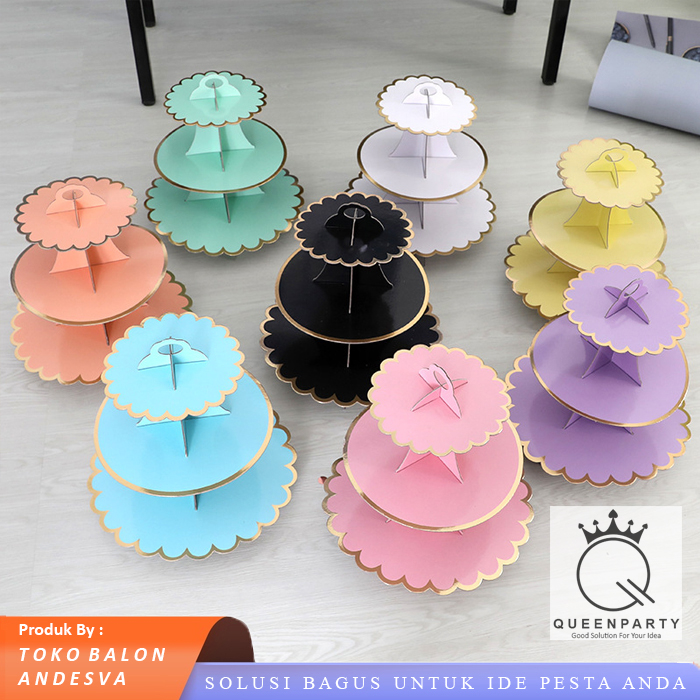 Jual Cake Stand POLOS List Gold / 3 Tier Cupcake Stand / Standing Cake ...