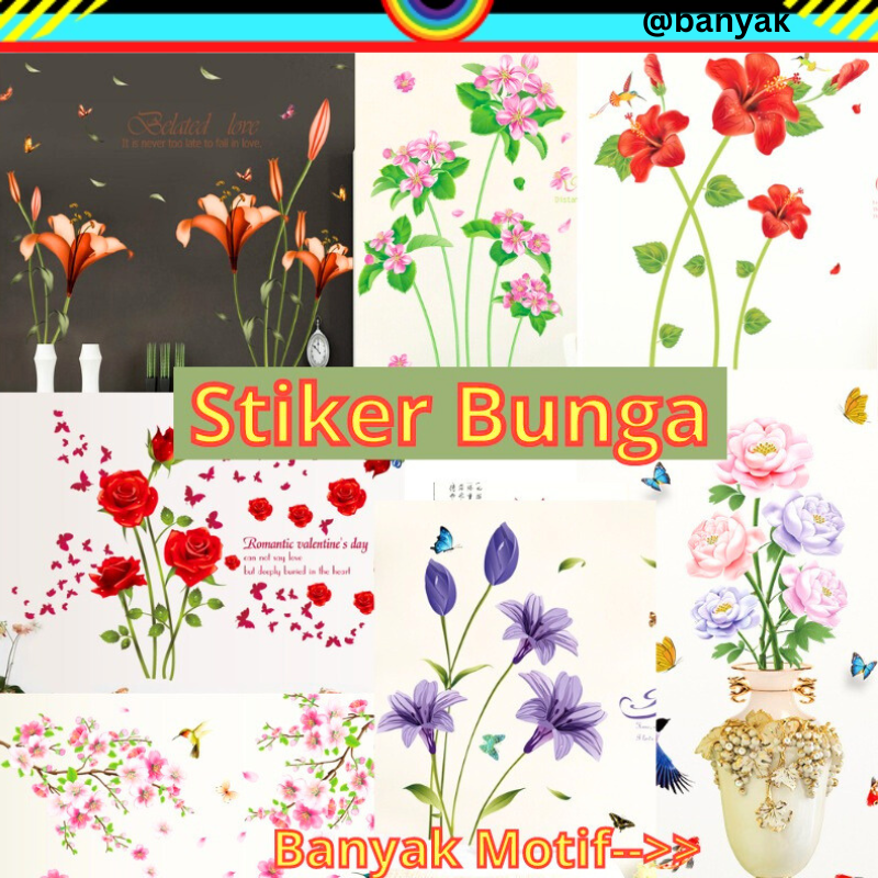 Jual WALL STICKER STIKER SETIKER SETICKER DINDING BUNGA WALLSTICKER WALLSTIKER DINDING TEMPELAN ...