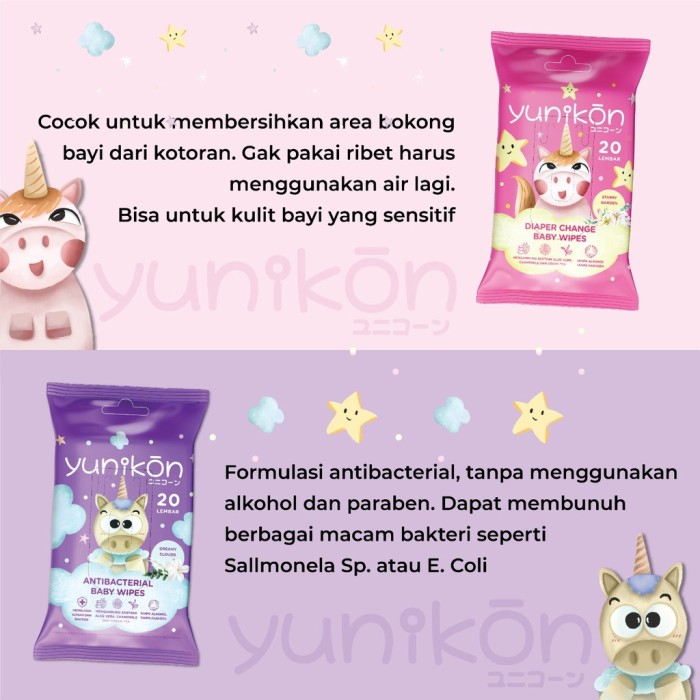 Jual Buy 1 Get 1 Yunikon Baby Wipes isi 50pcs Tisu Basah Bayi | Shopee ...