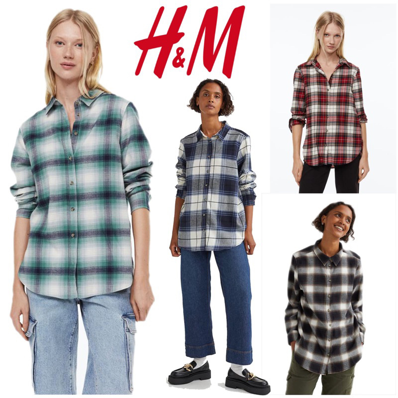 Jual Kemeja HnM Flanel Original 100% | Shopee Indonesia