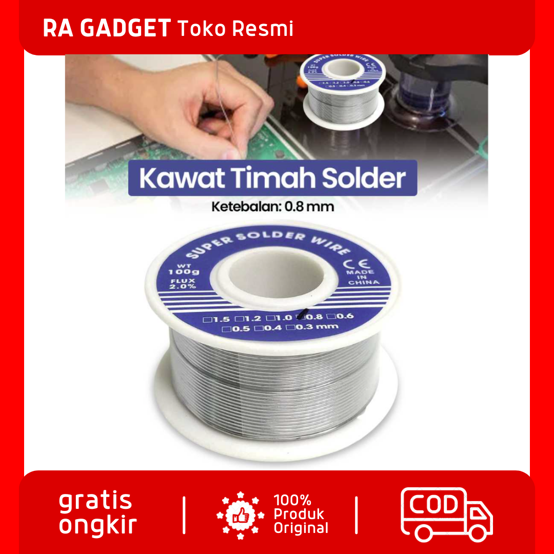 Jual Kawat Timah Solder 0.8mm 100gr / Kawat Timah Gulung Las Lunak ...